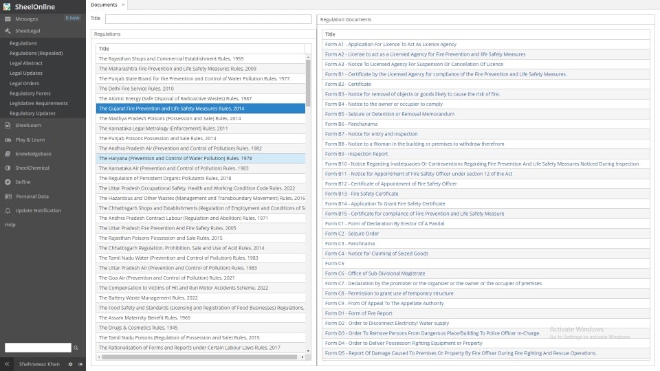 EHS Regulation Forms List - Sheel Technologies