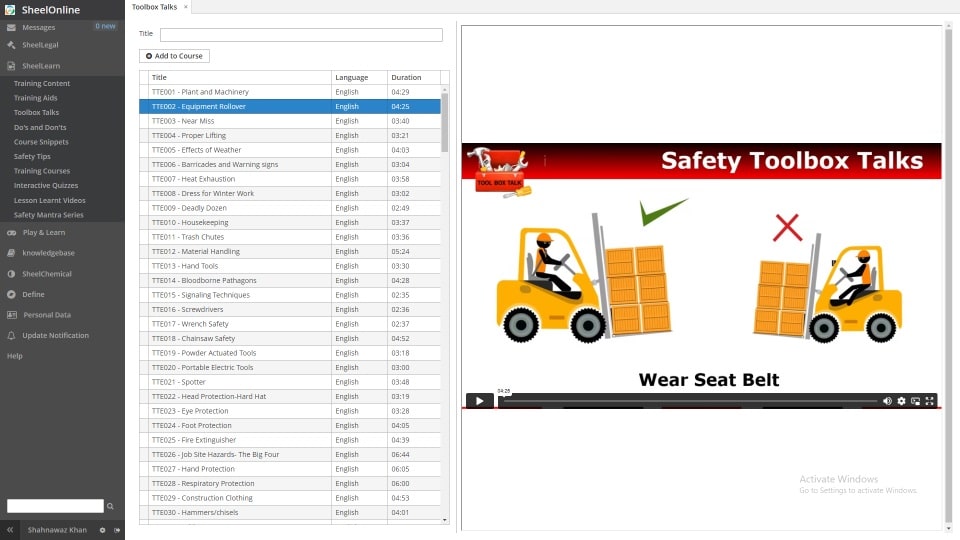 ToolBox Talks List - Sheel Technologies